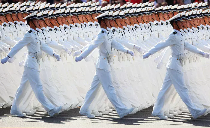 Chinesesch Zaldoten op der Parade