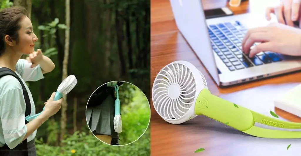 Portable manual fan.