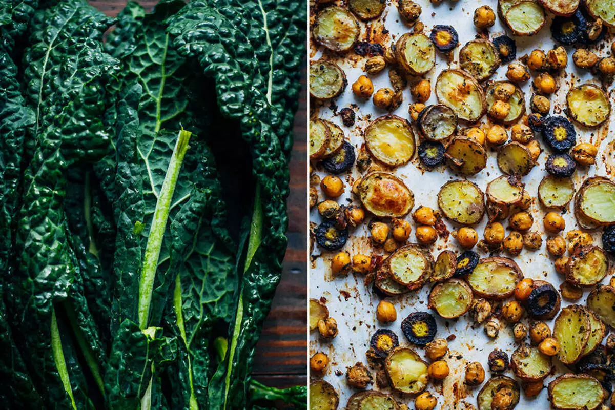 Salat med hakkede grøntsager og kel