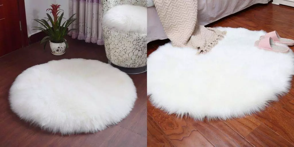 Round Sheepskin vaip