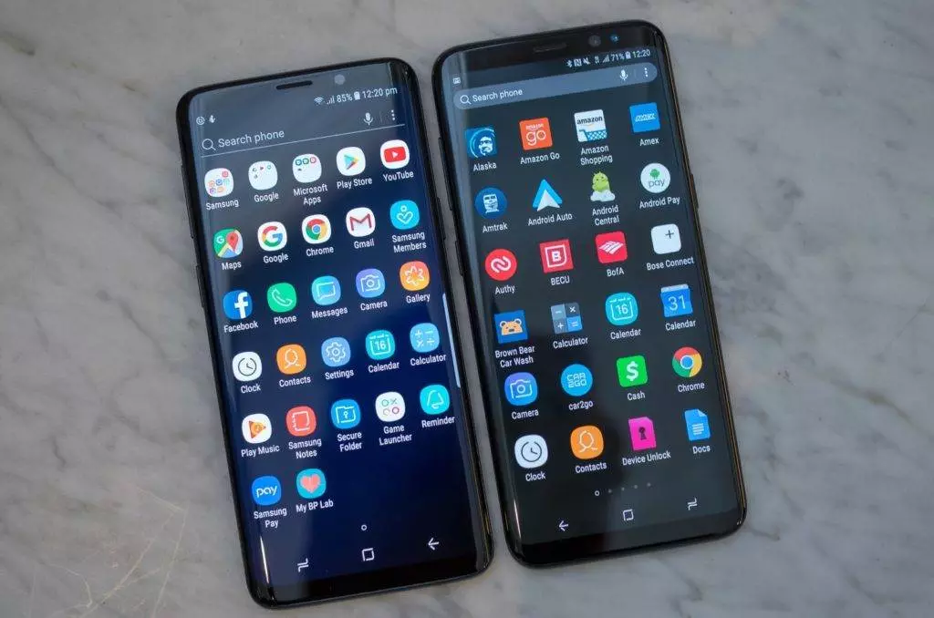 Skrin Galaxy S9 dan Galaxy S8