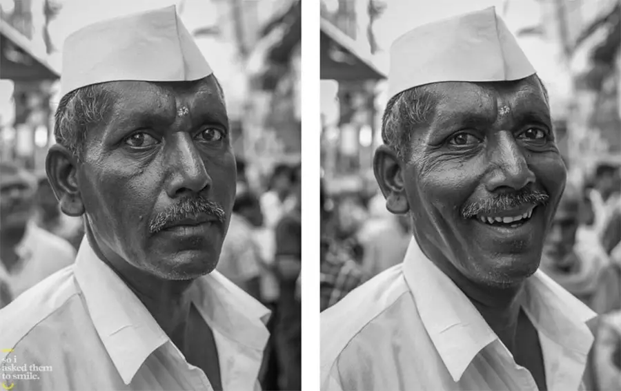 Le photographe a demandé aux gens de sourire