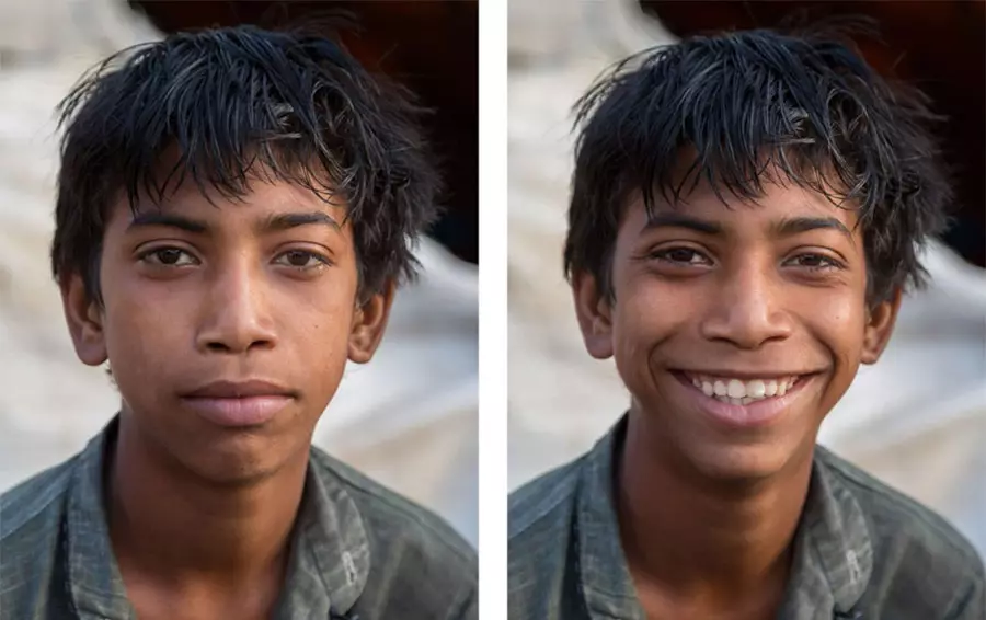 Le photographe a demandé aux gens de sourire