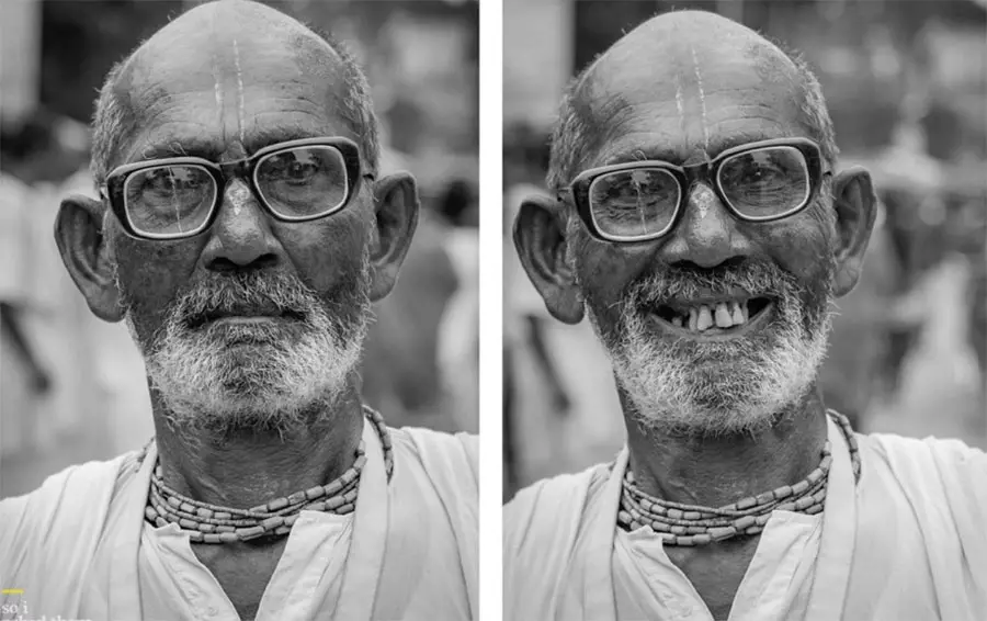 Le photographe a demandé aux gens de sourire