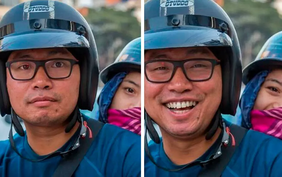 Le photographe a demandé aux gens de sourire